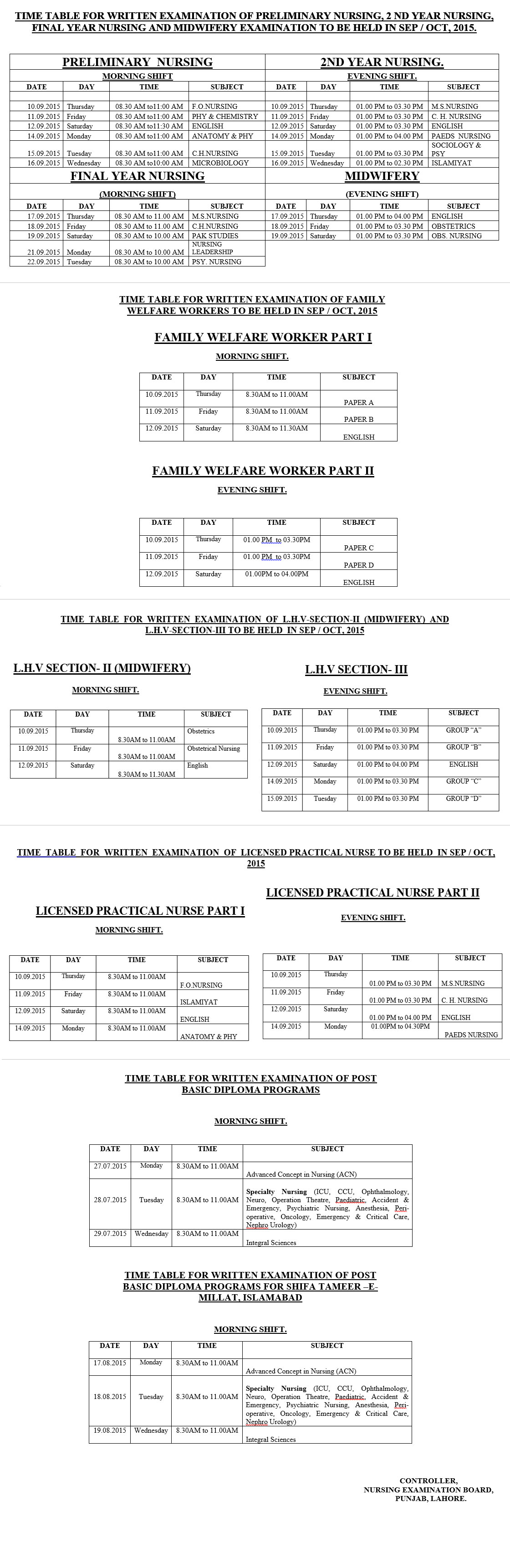 NEBP :: Nursing Examination Board Punjab